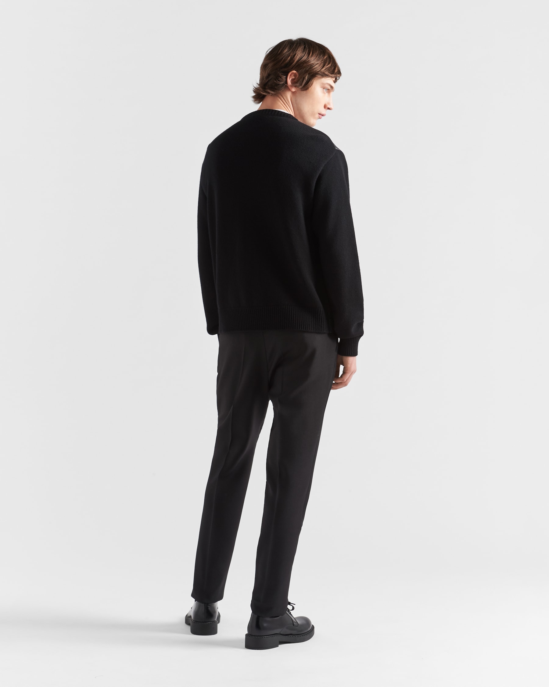 Black Cashmere And Leather Cardigan | PRADA