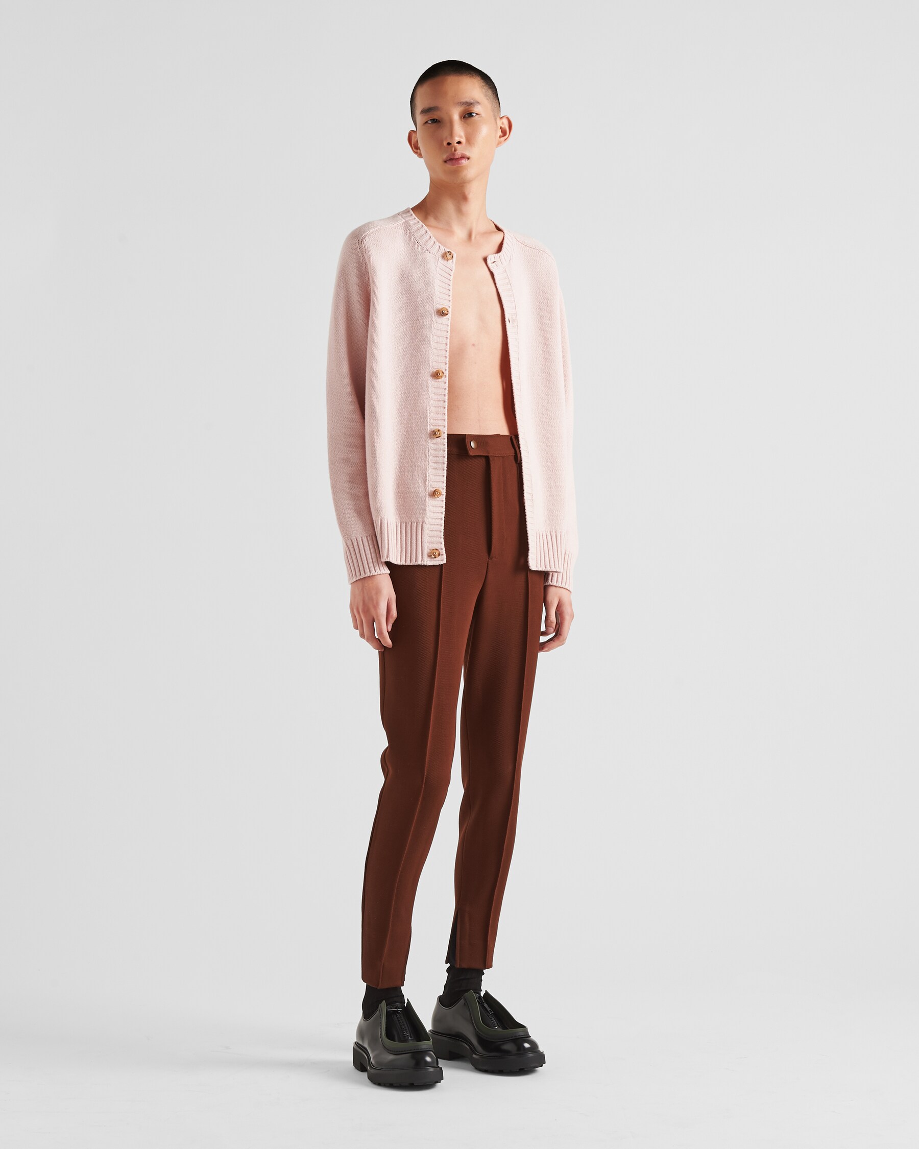 Alabaster Pink Wool And Cashmere Cardigan | PRADA