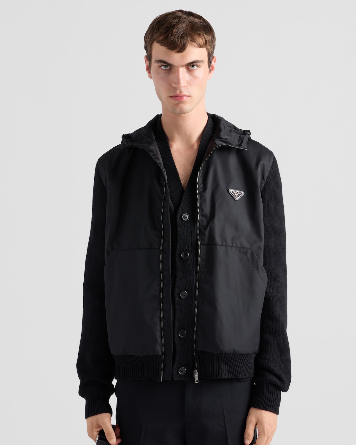 Black Cashmere And Wool Cardigan | PRADA