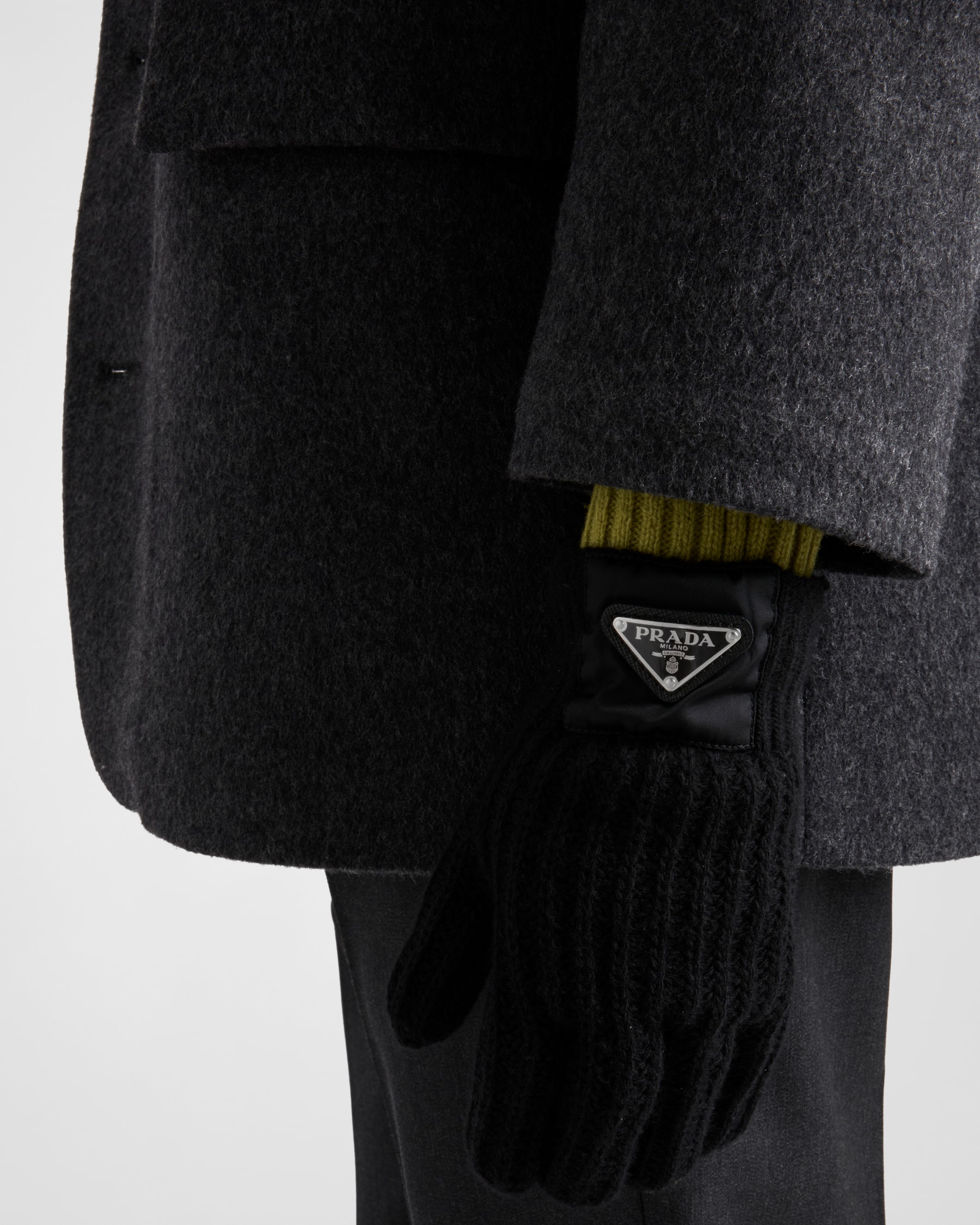 Black Wool And Cashmere Gloves | PRADA - United States