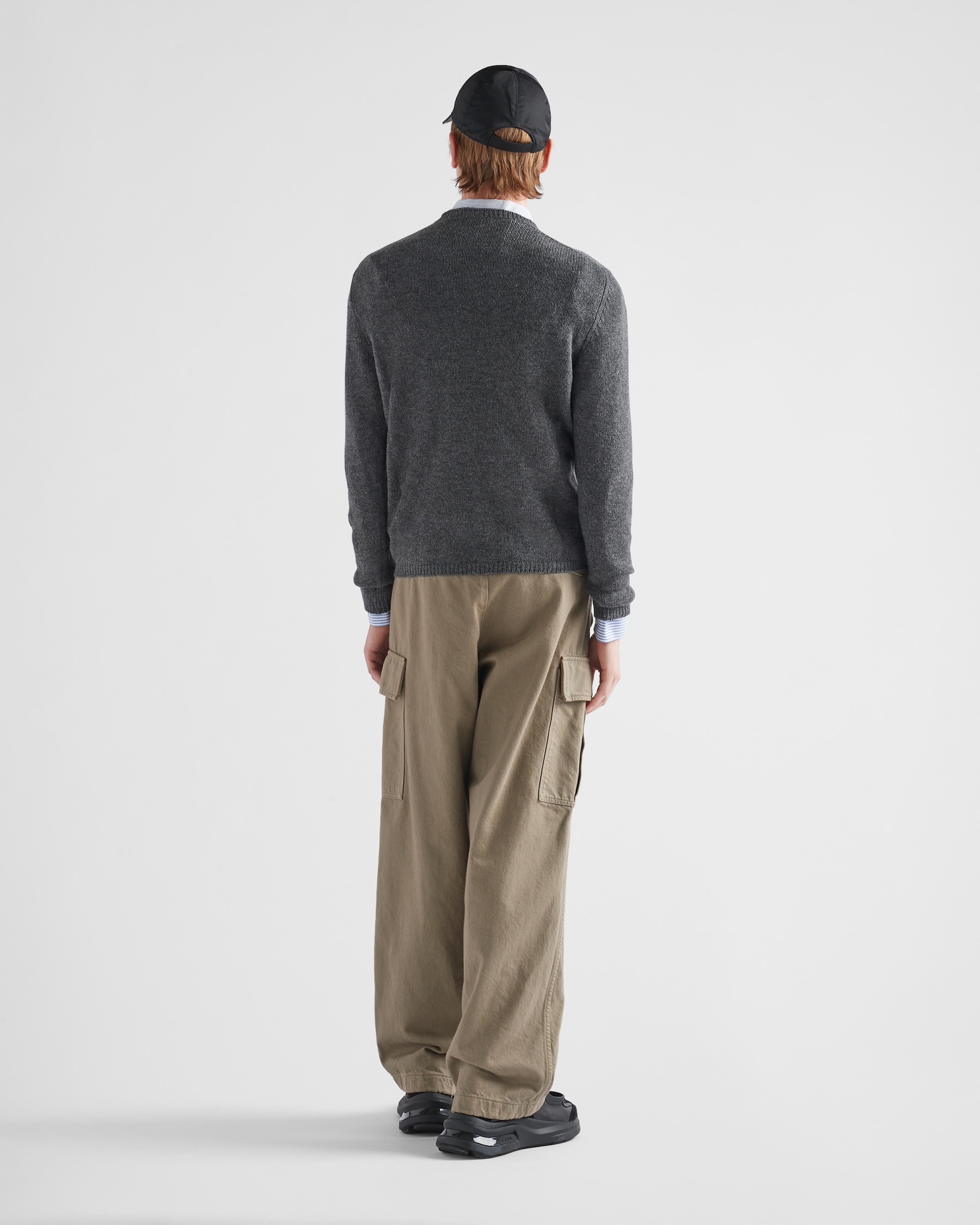 Slate Gray Cashmere Crew-neck Sweater | PRADA