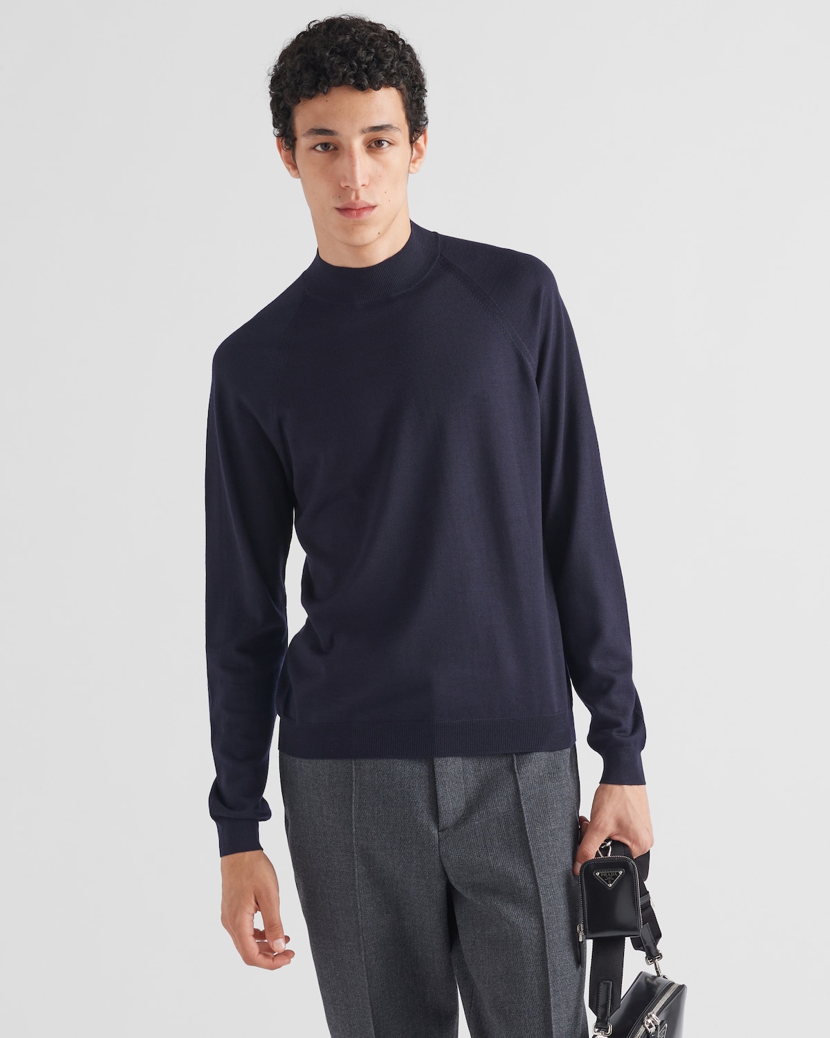 Navy Worsted Wool Turtleneck Sweater | PRADA