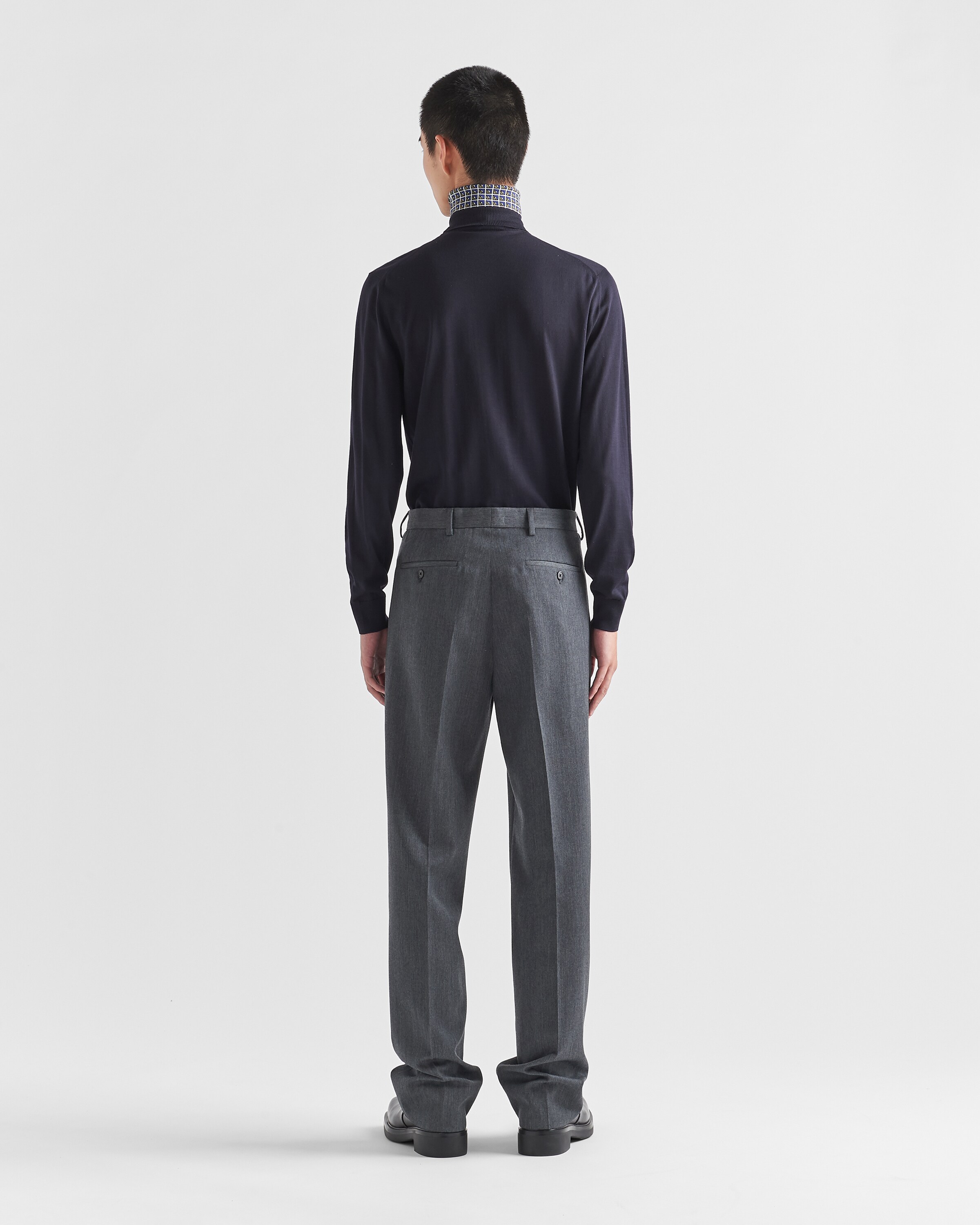 Navy Worsted-wool mock-neck sweater | Prada