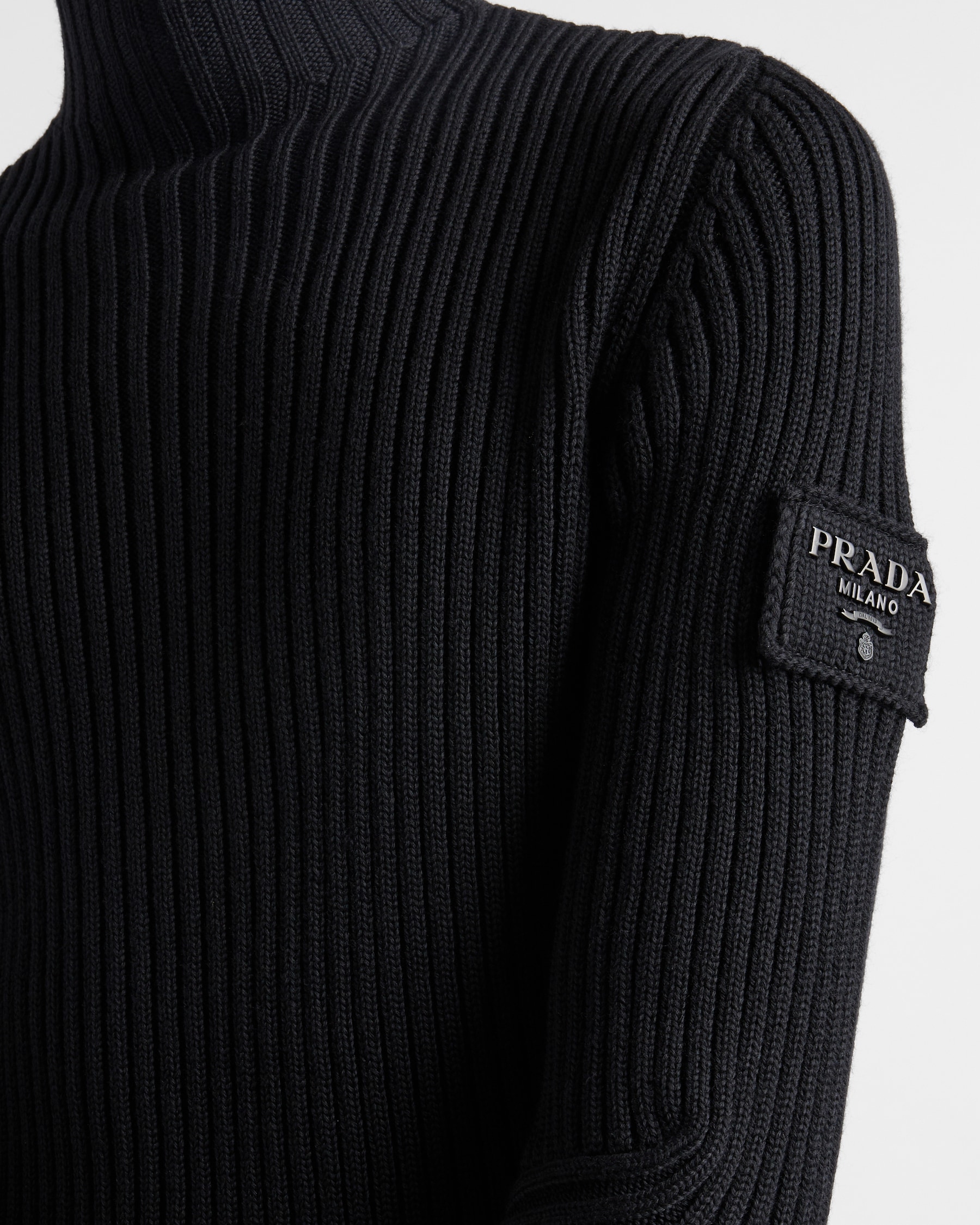 Black Wool Mock Turtleneck Sweater | PRADA