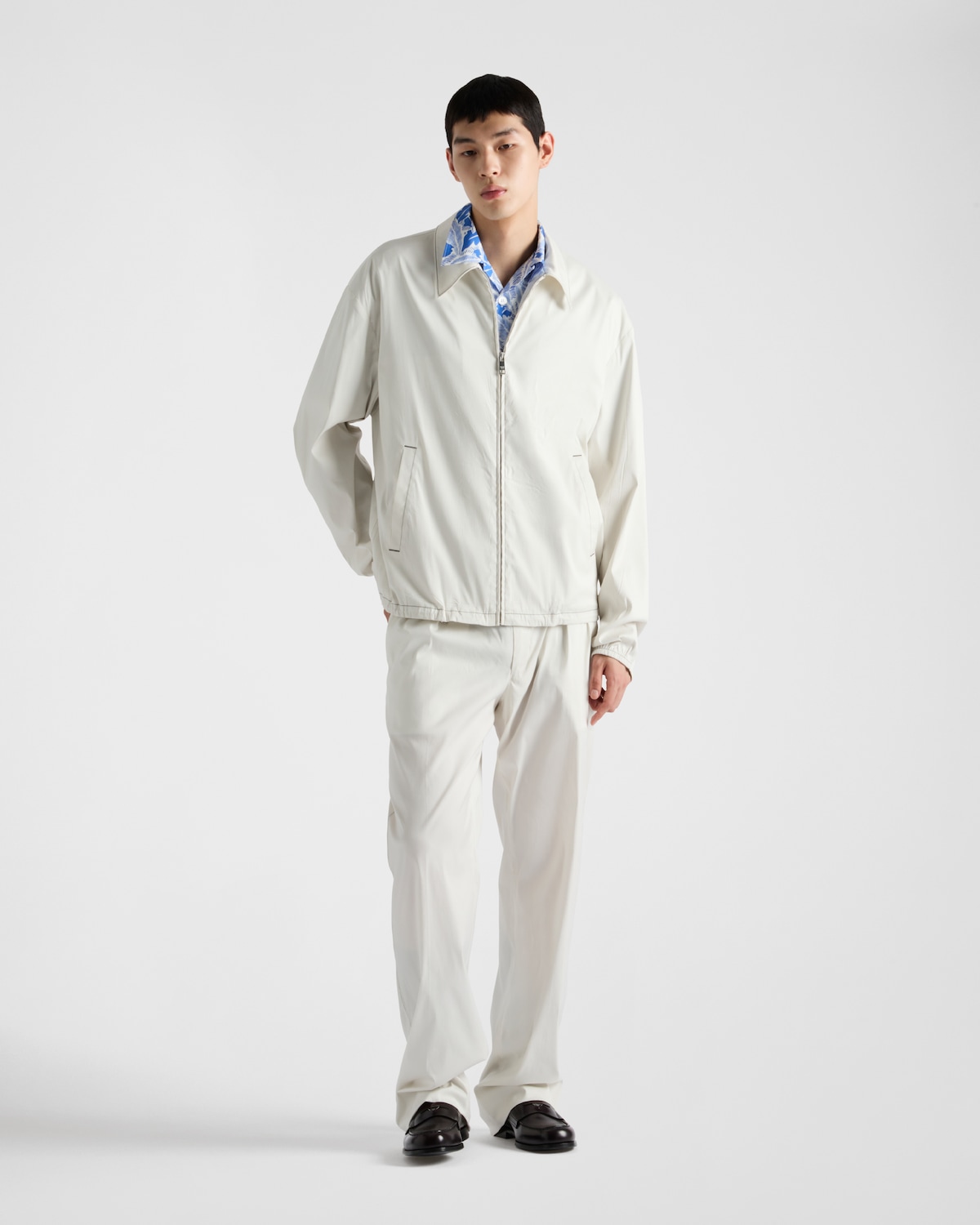 Chalk White Cotton Trousers | PRADA