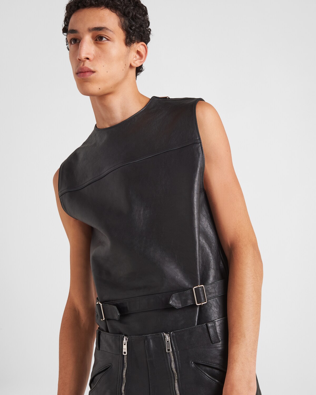 Black Leather Top | PRADA