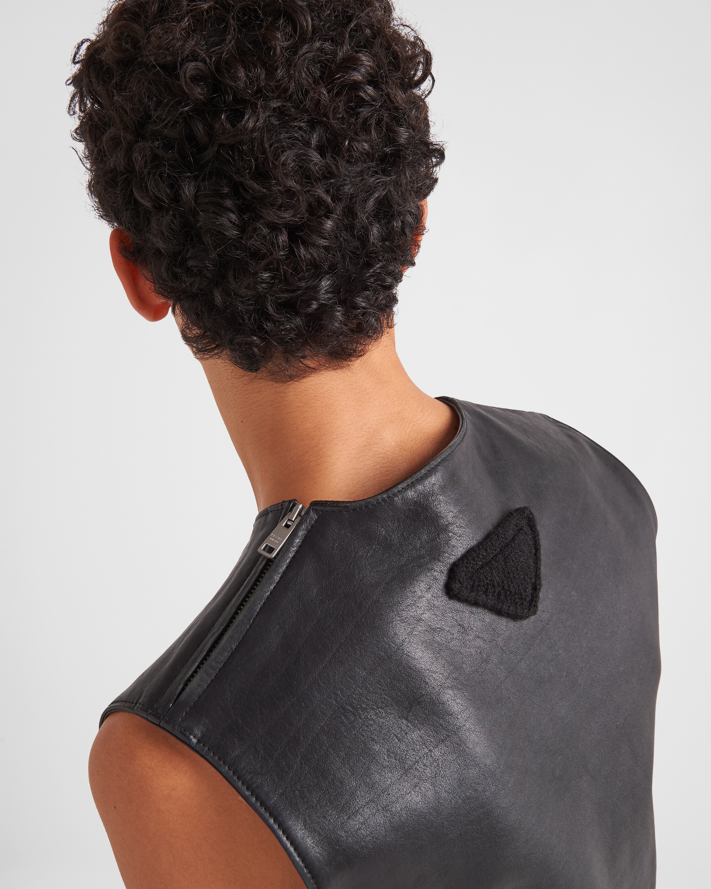 Schwarz Top aus Leder | Prada