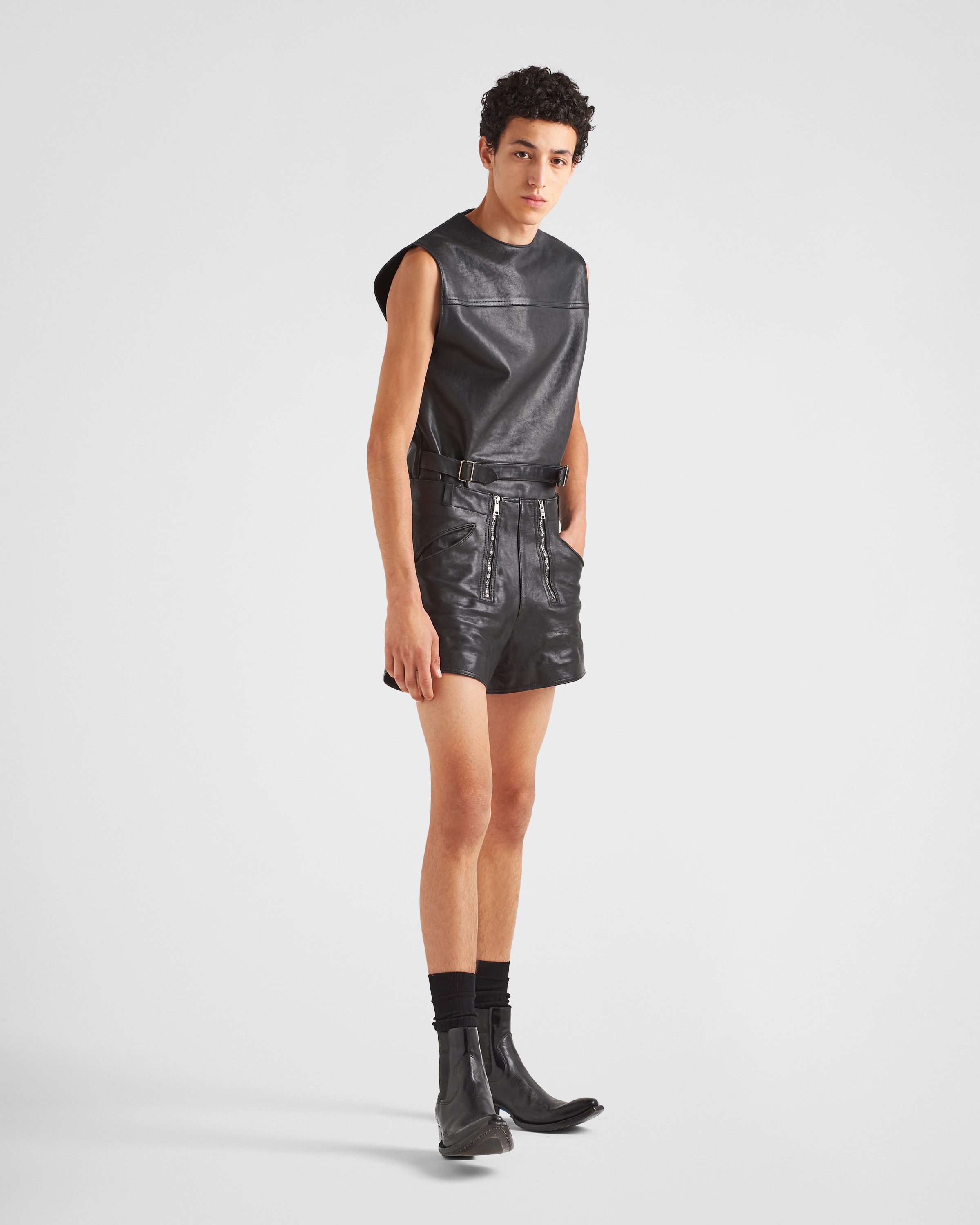 Schwarz Top aus Leder | Prada