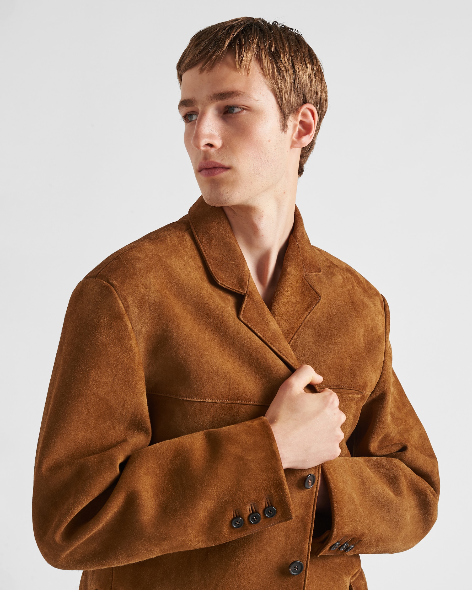 Tobacco Suede Jacket | PRADA