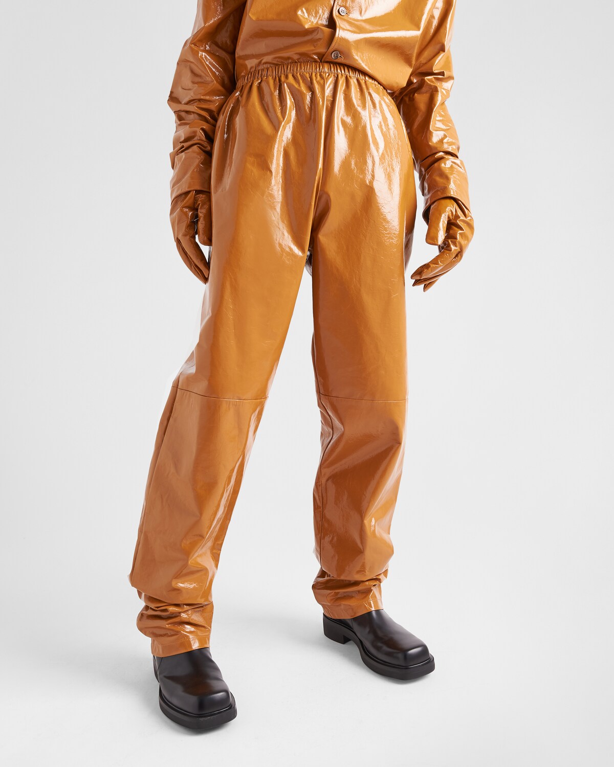 Caramel Leather Pants | PRADA