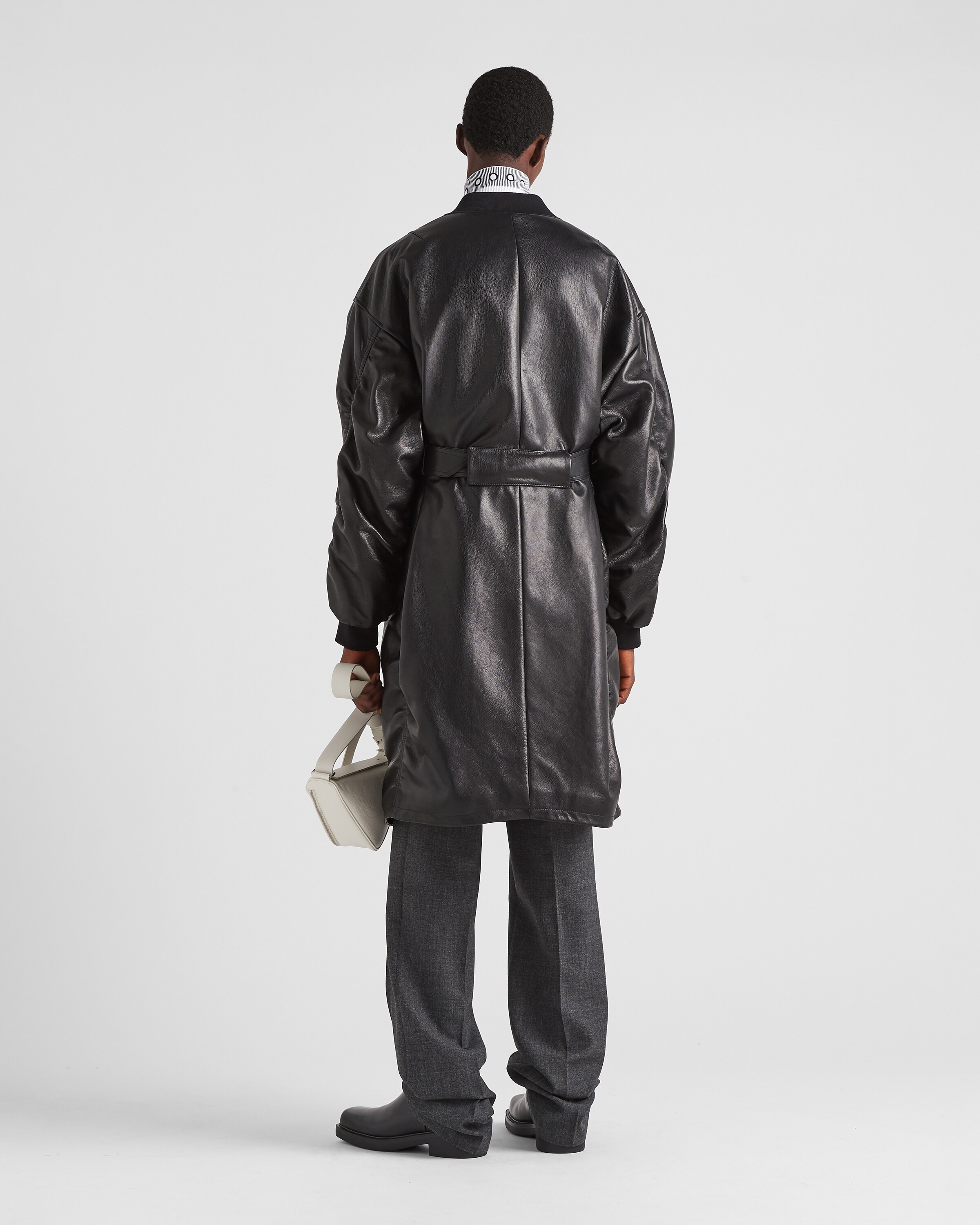 Black Oversized leather bomber jacket | Prada
