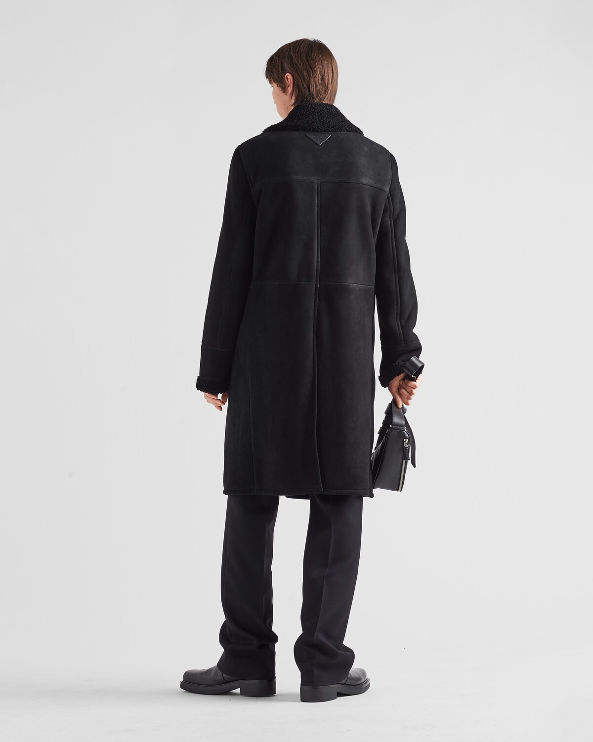 Black/black Shearling Coat | PRADA