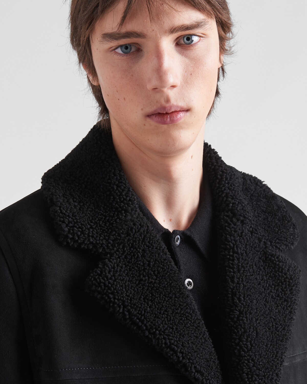 Black/black Shearling Coat | PRADA