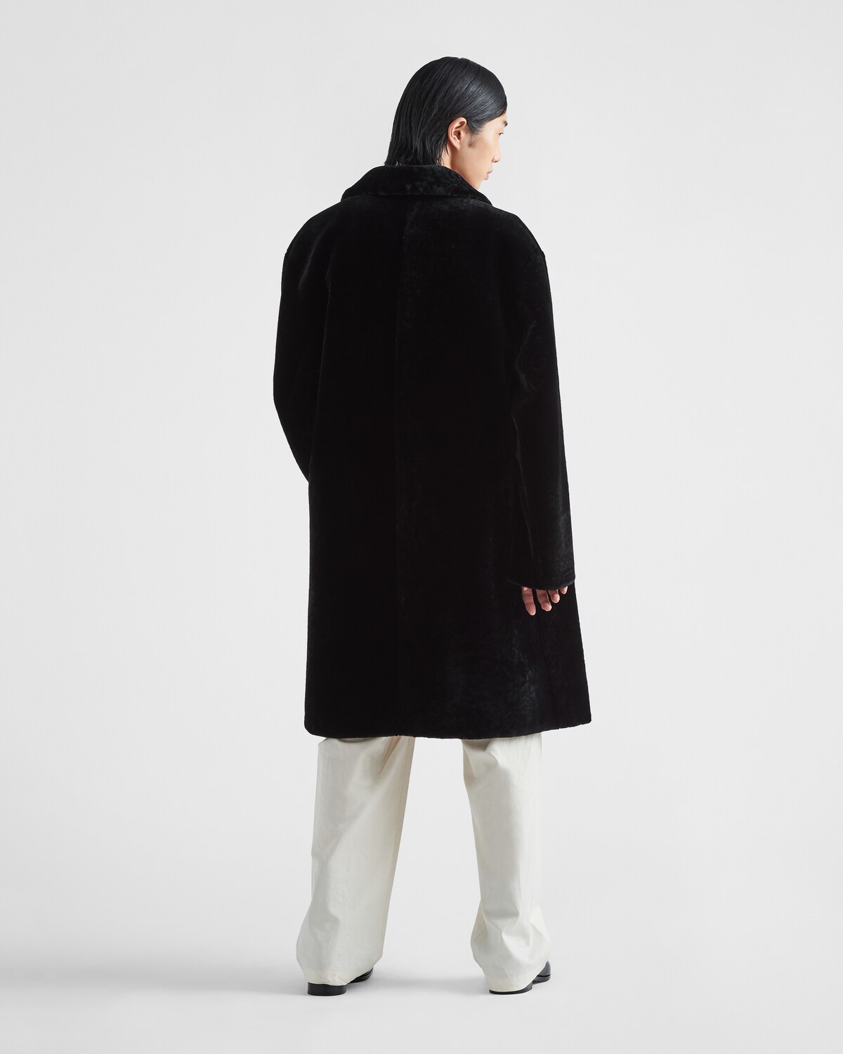 Black Shearling Coat | PRADA