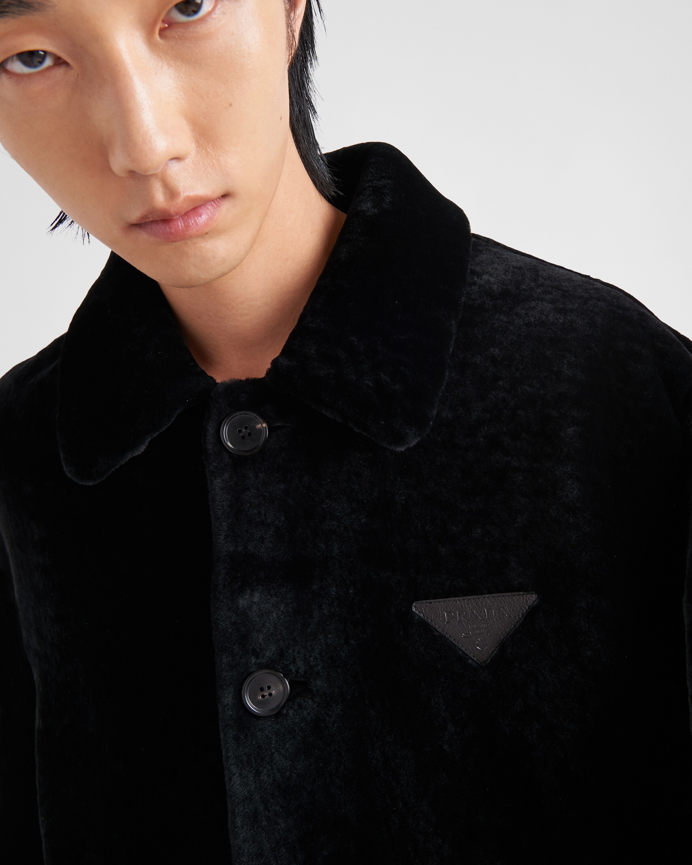 Black Shearling Coat | PRADA