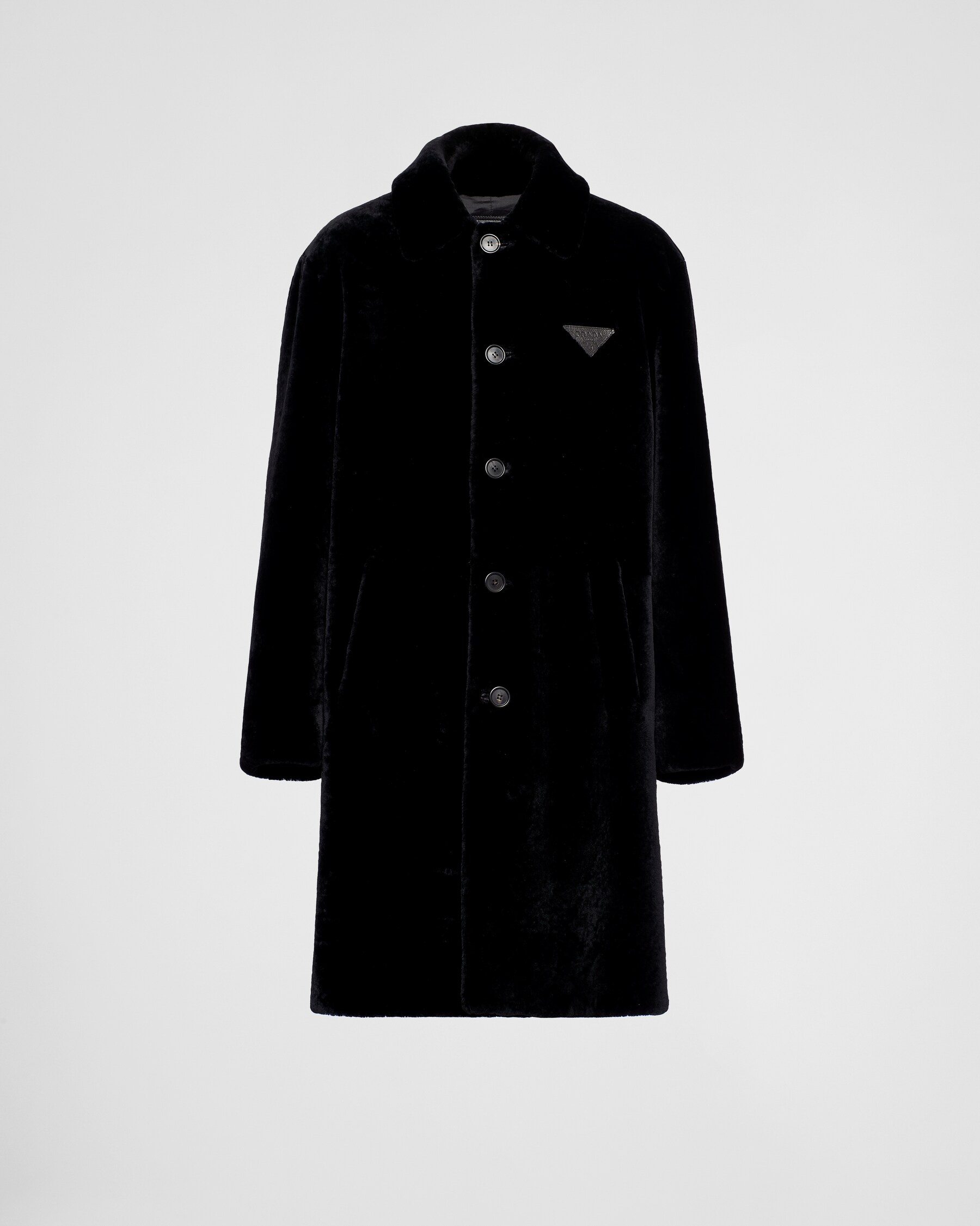 Black Shearling Coat | PRADA