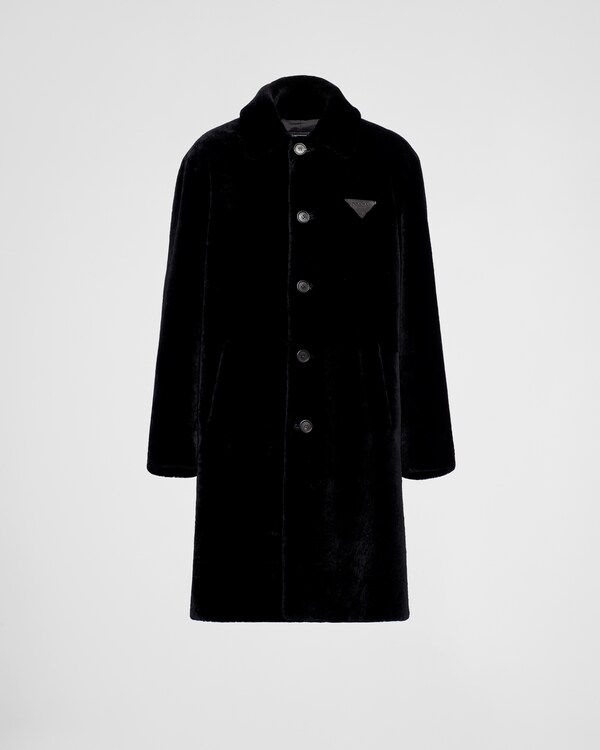 Black Shearling Coat | PRADA