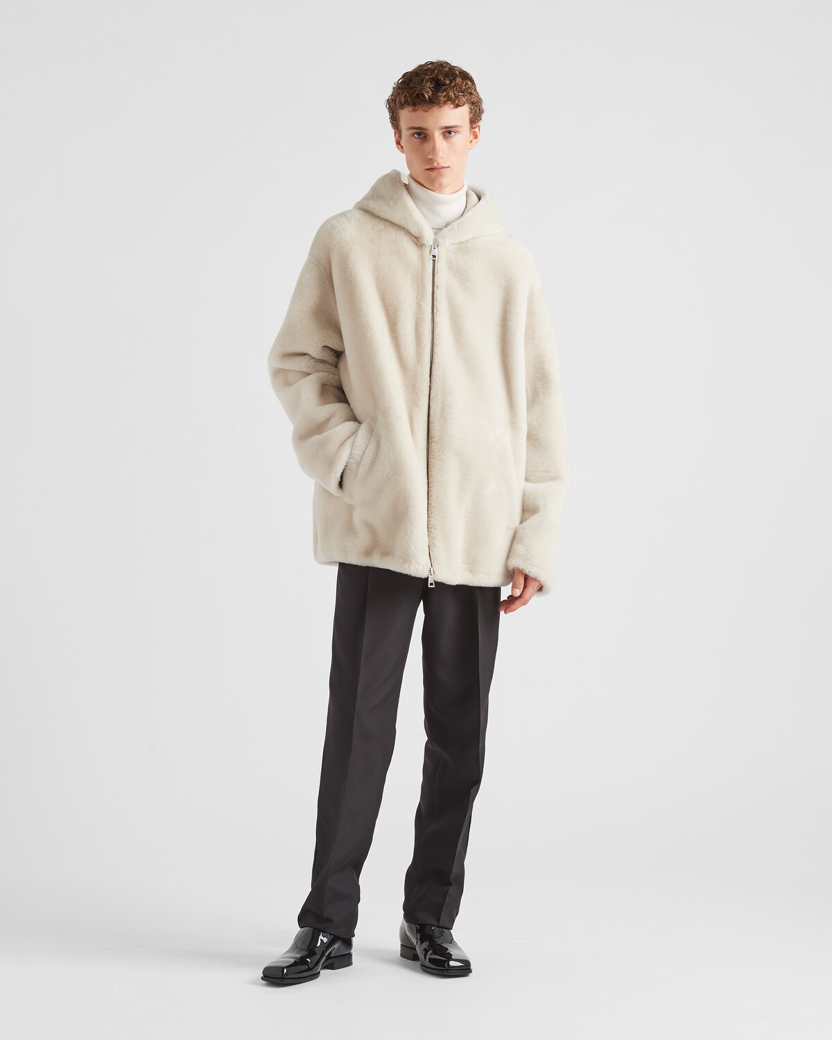 Ivory Shearling Jacket | PRADA