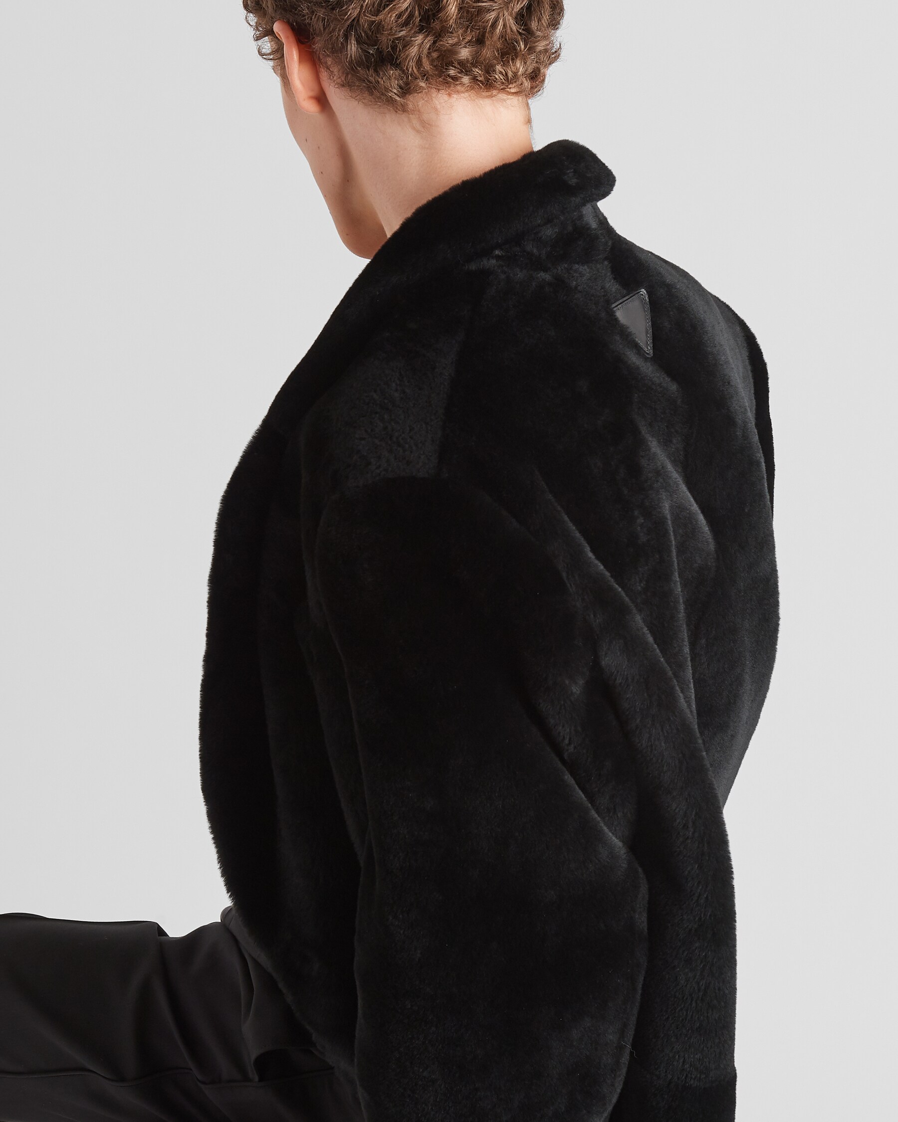 Black Shearling Coat | PRADA