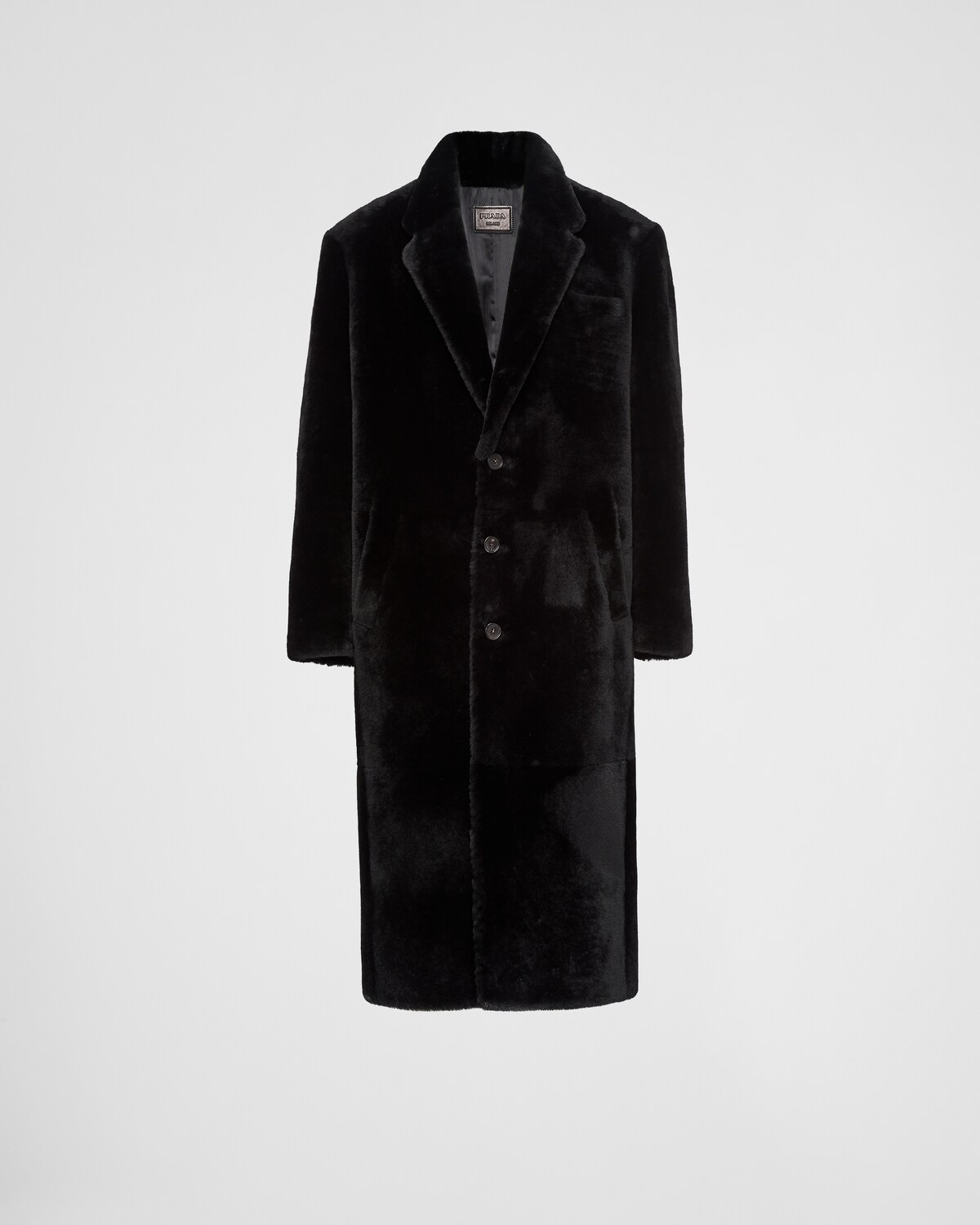 Black Shearling Coat | PRADA