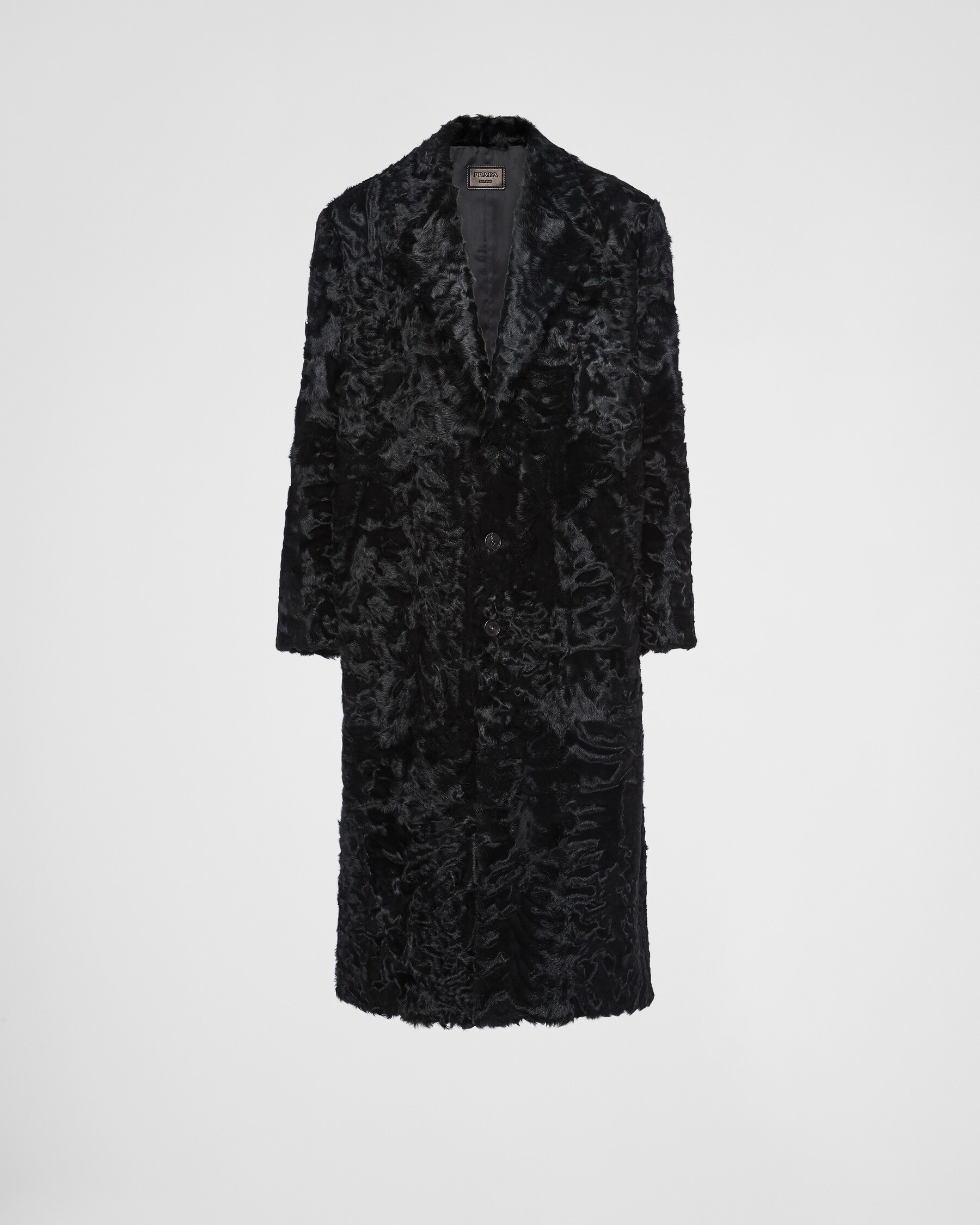 Black Single-breasted Leather Coat | PRADA