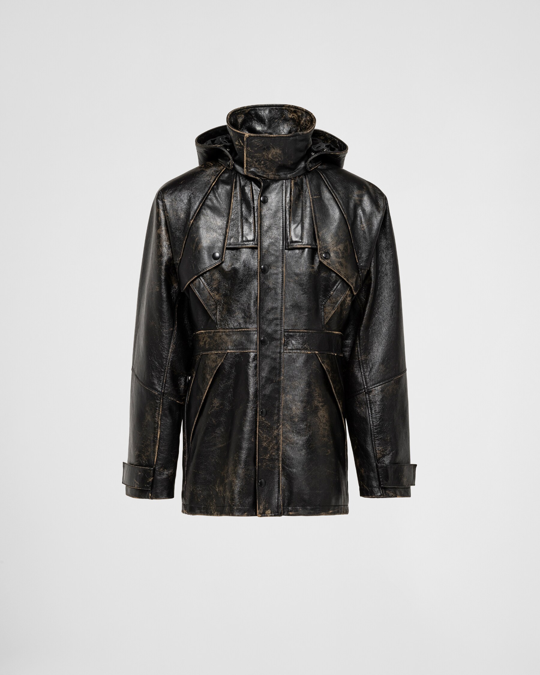 Black Leather Caban Jacket | PRADA