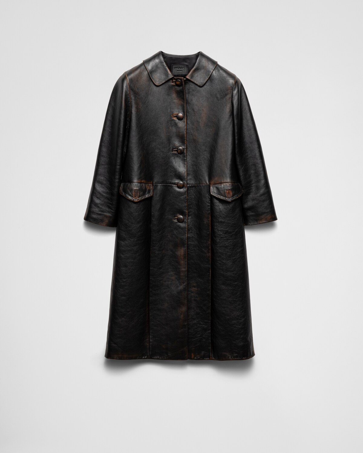 Black Nappa Leather Coat | PRADA