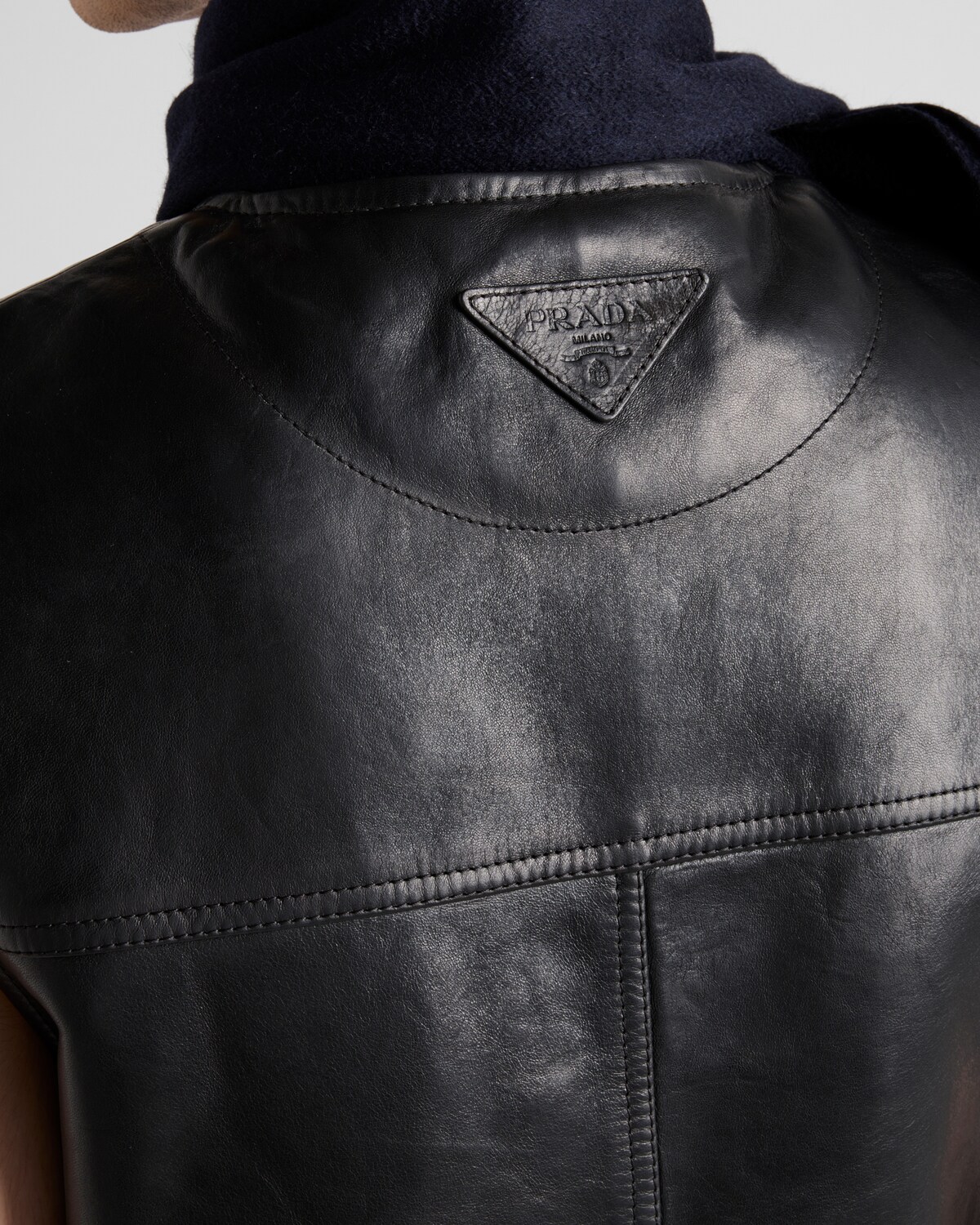 Black Leather And Shearling Vest | PRADA