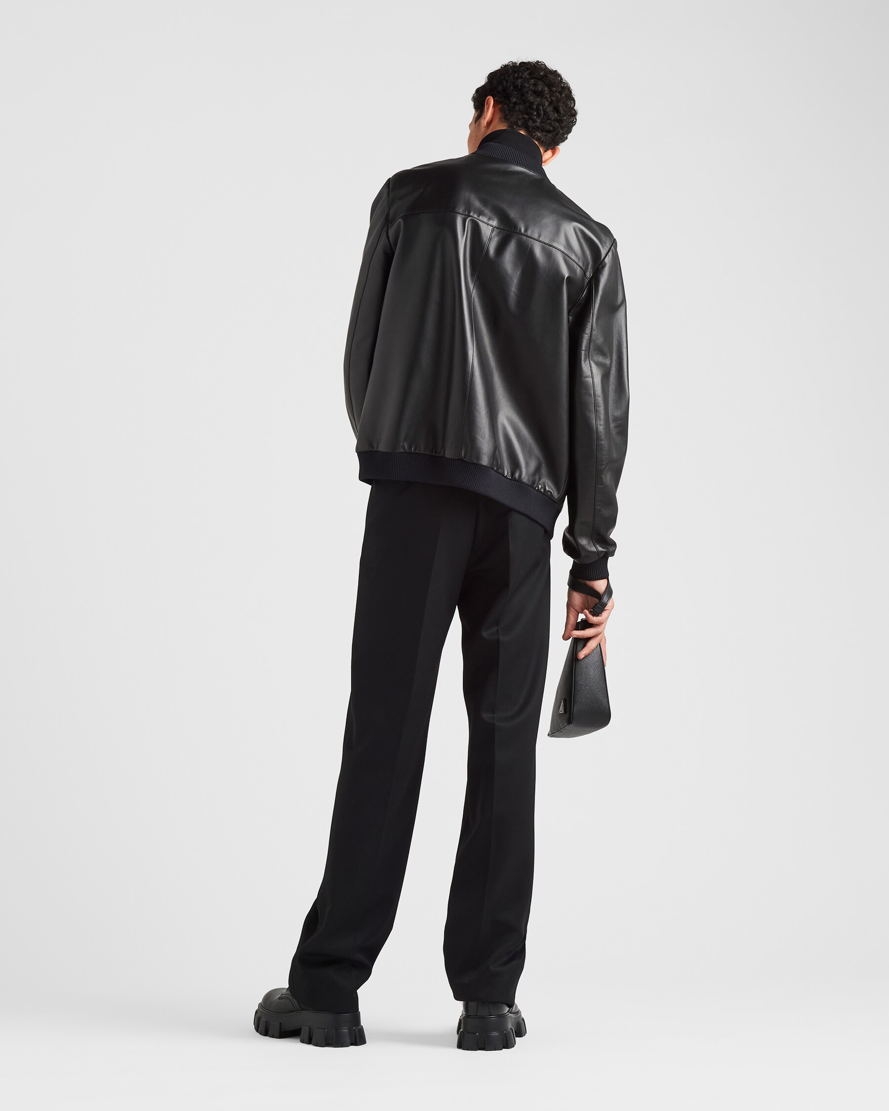 Black Reversible Nappa Leather And Re-nylon Bomber Jacket | PRADA