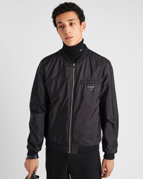 Black Reversible Nappa Leather And Re-nylon Bomber Jacket | PRADA