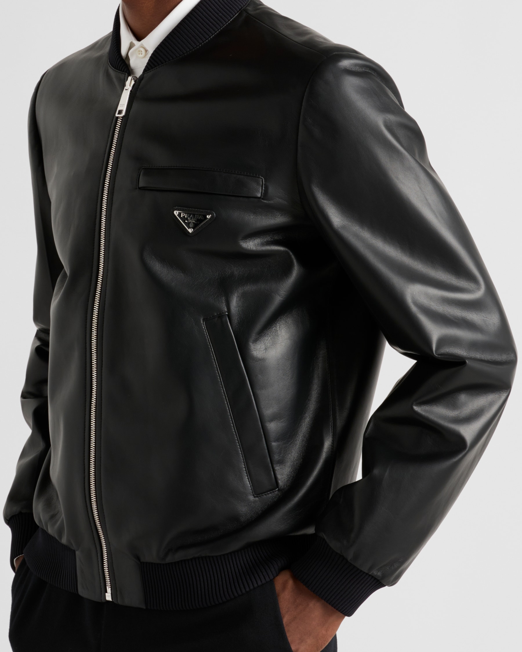 Black Nappa Leather Bomber Jacket | PRADA