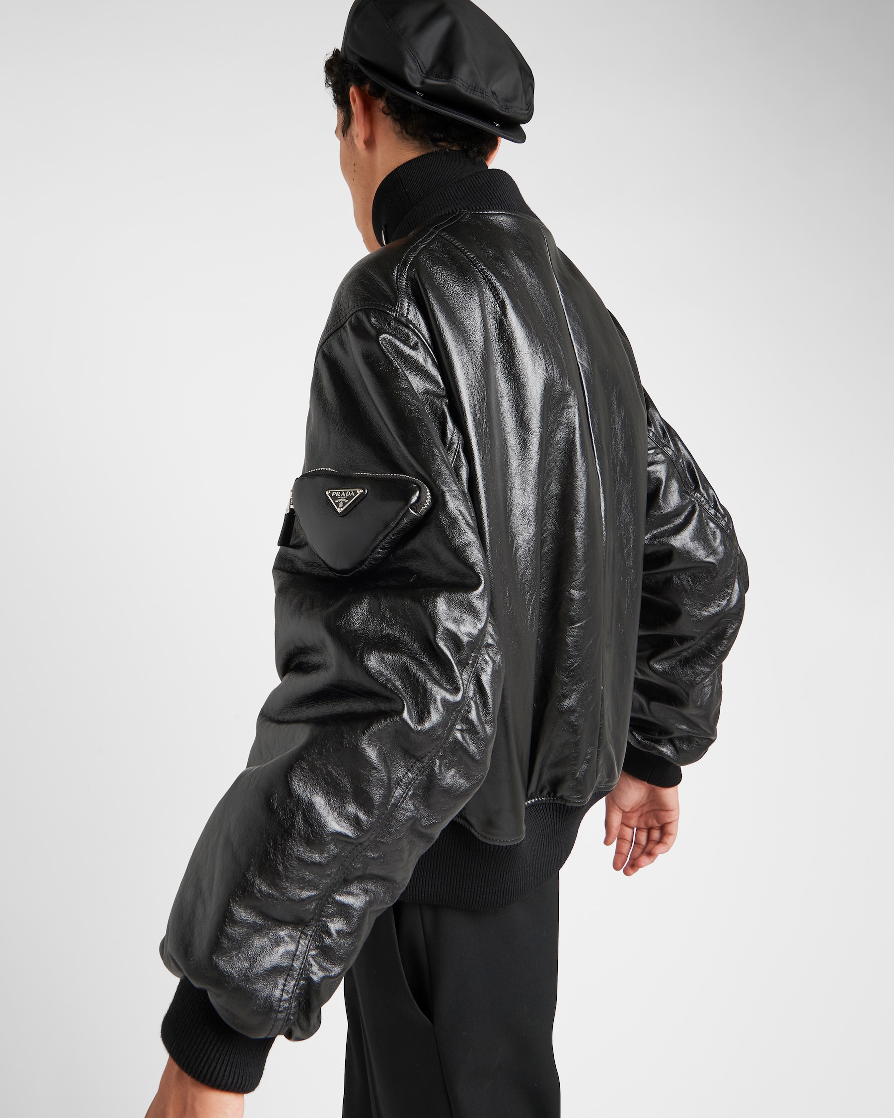 Black Nappa Leather Bomber Jacket | PRADA