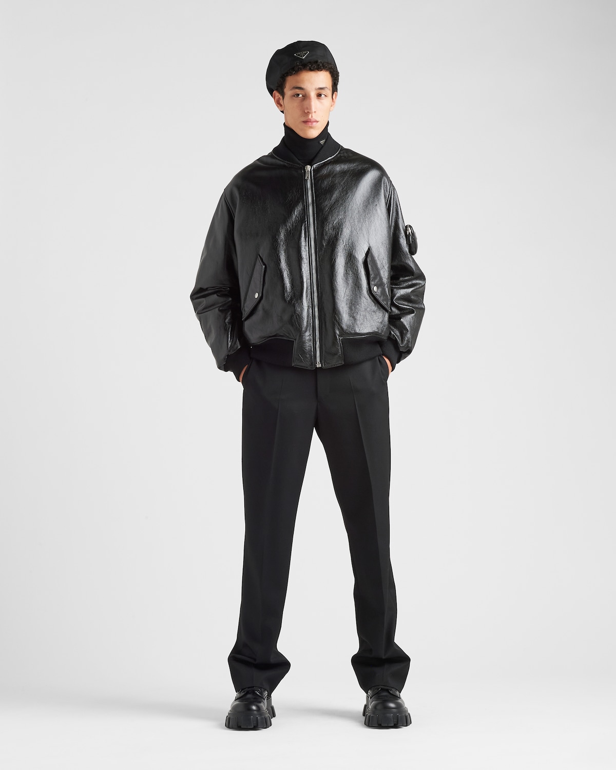 Black Nappa Leather Bomber Jacket | PRADA