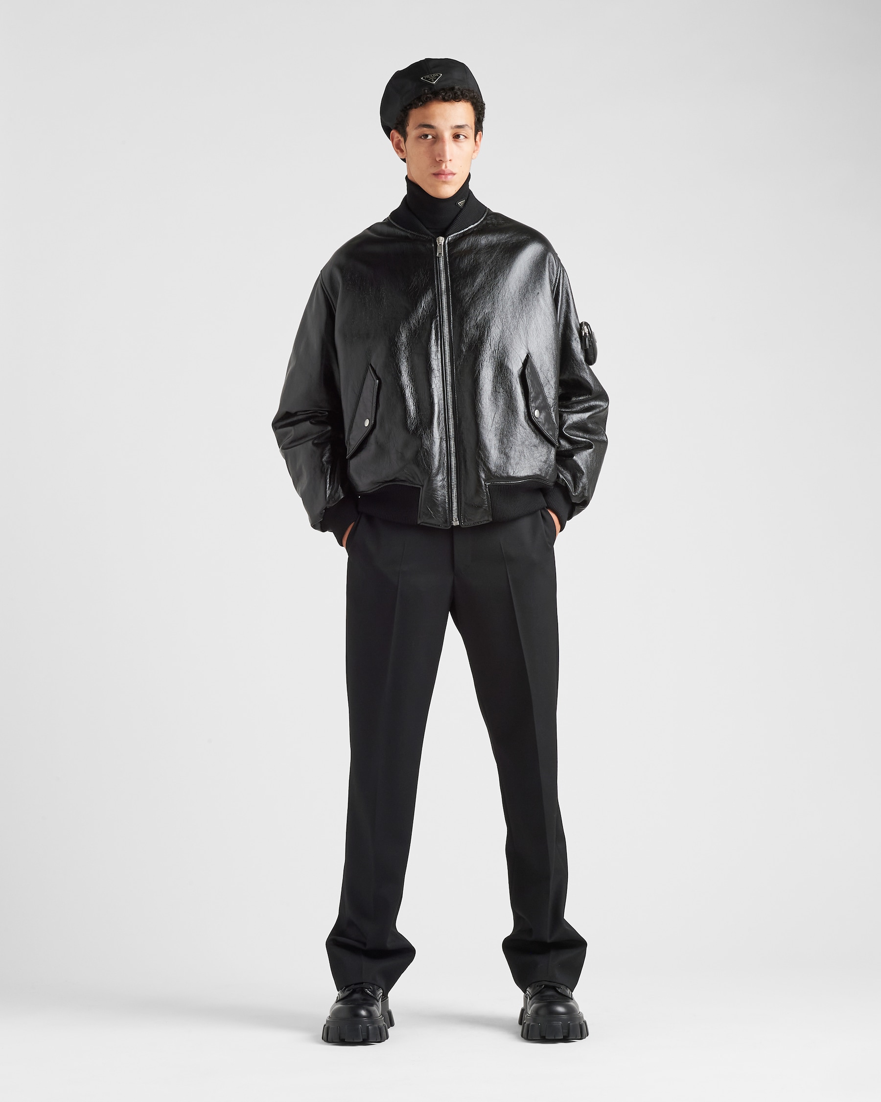 Black Nappa Leather Bomber Jacket | PRADA