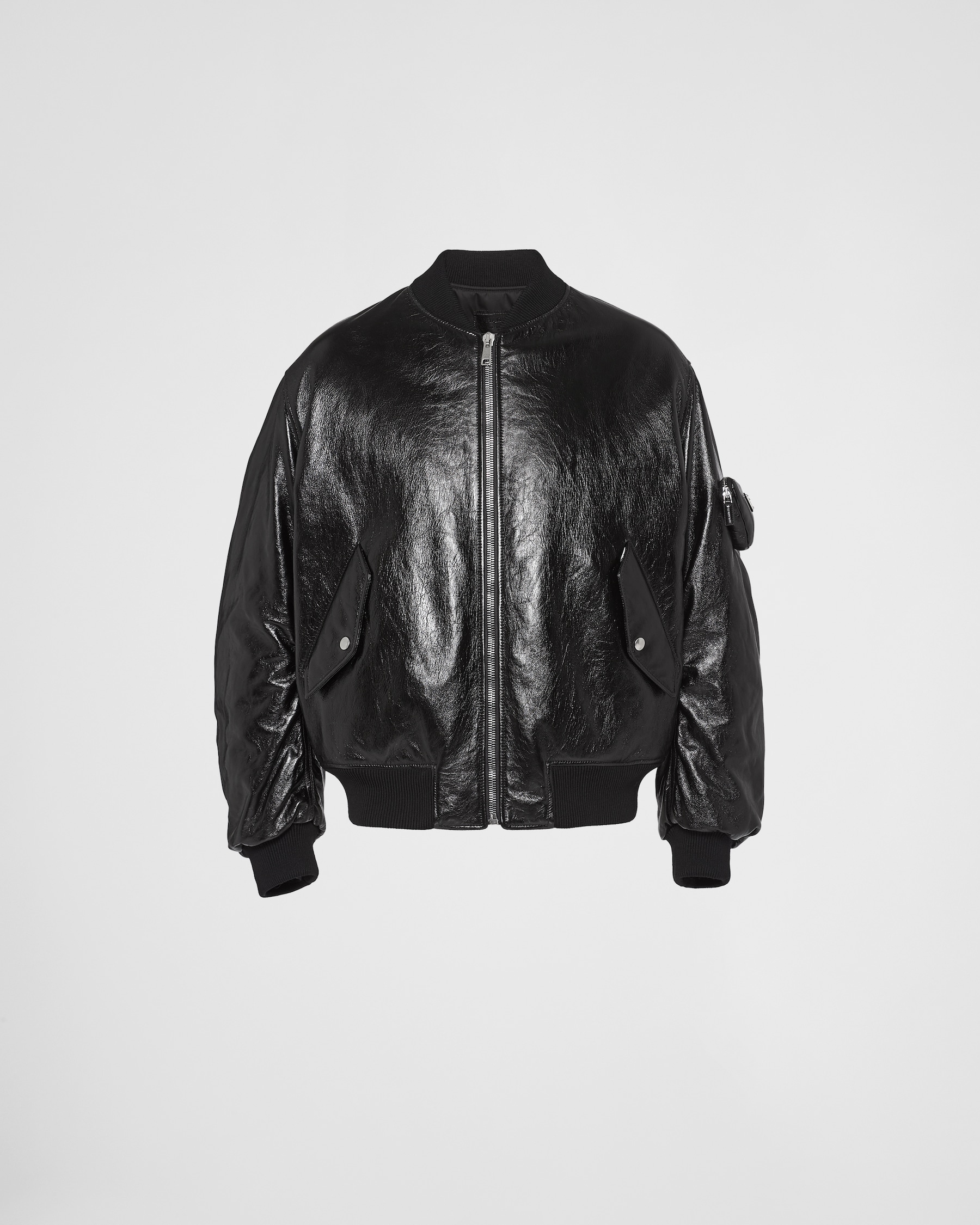 Black Nappa Leather Bomber Jacket | PRADA - United States