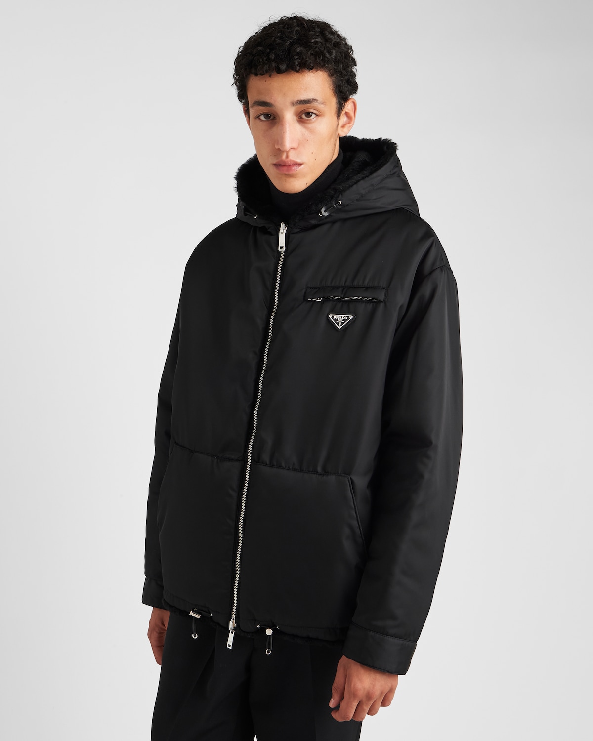 Black/black Reversible Shearling Jacket | PRADA