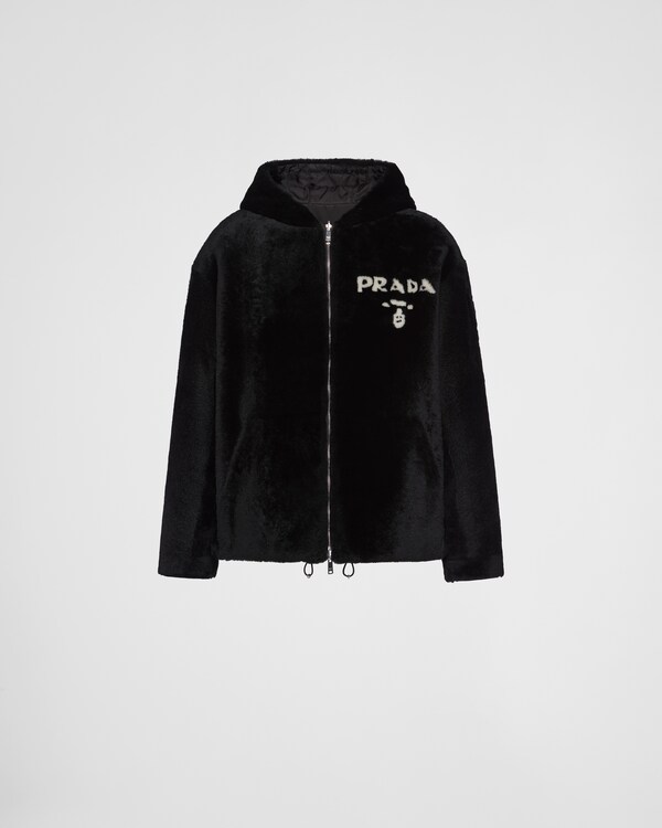 Black/black Reversible Shearling Jacket | PRADA