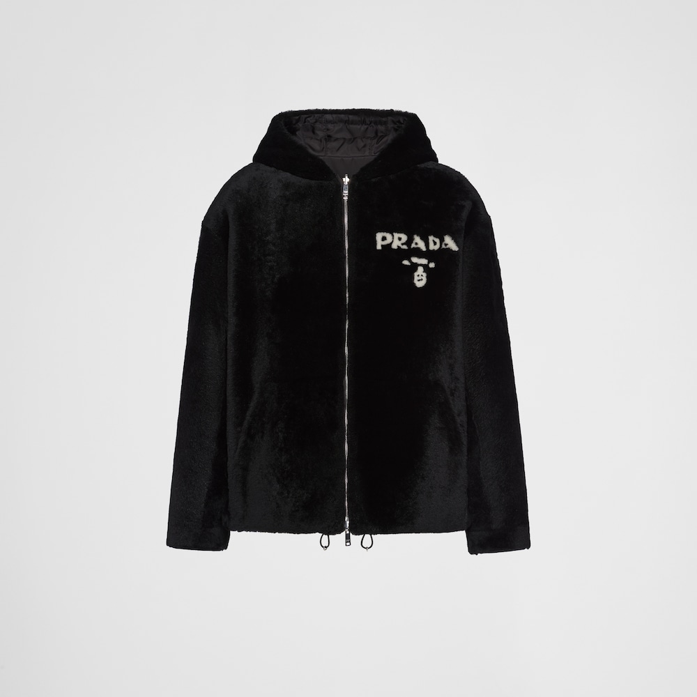 Black/black Reversible shearling jacket | Prada