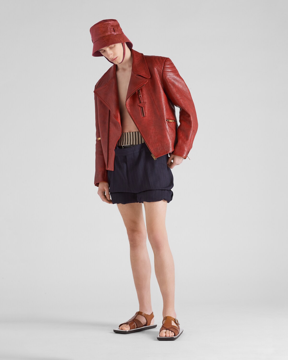 Red Leather Biker Jacket | PRADA