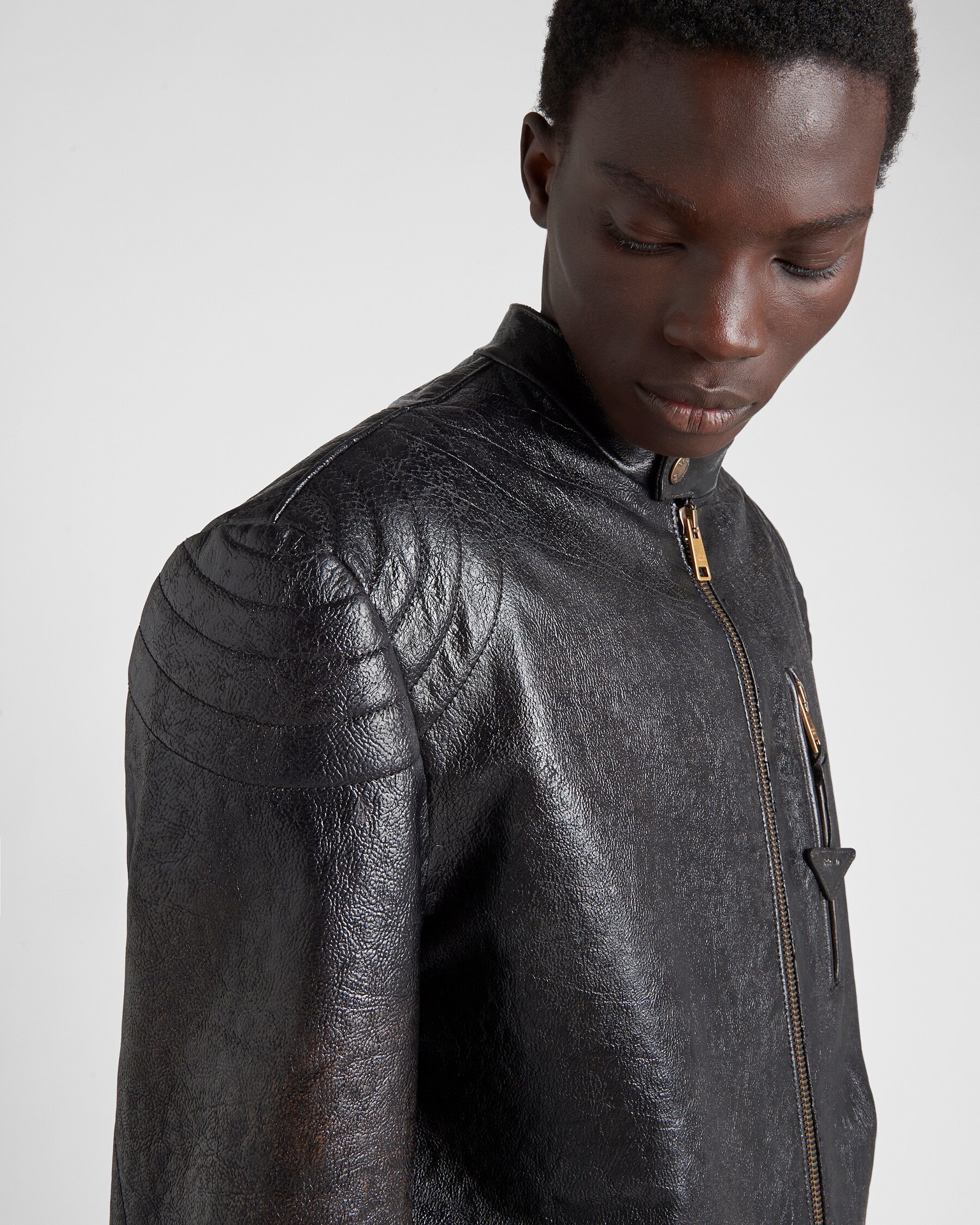 Black Leather Biker Jacket | PRADA