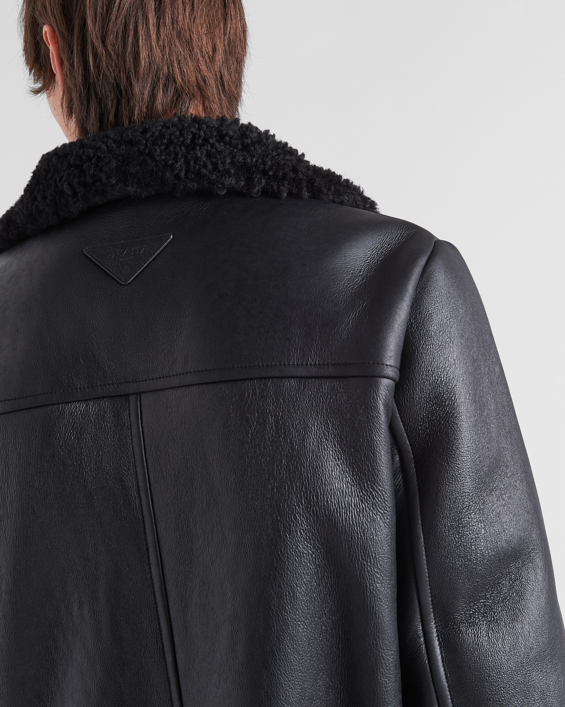 Black/black Shearling Bomber Jacket | PRADA