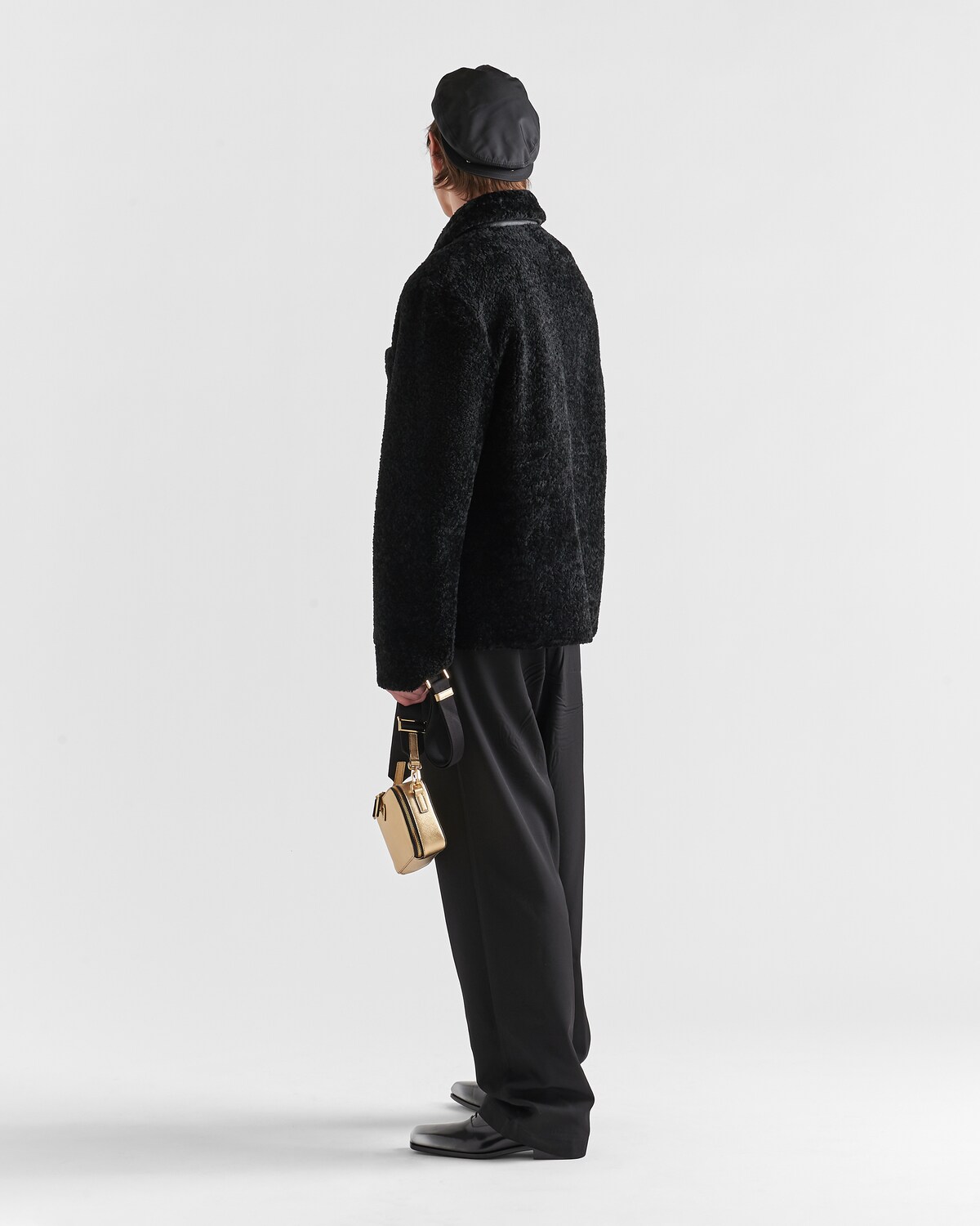 Black Shearling Blouson Jacket | PRADA