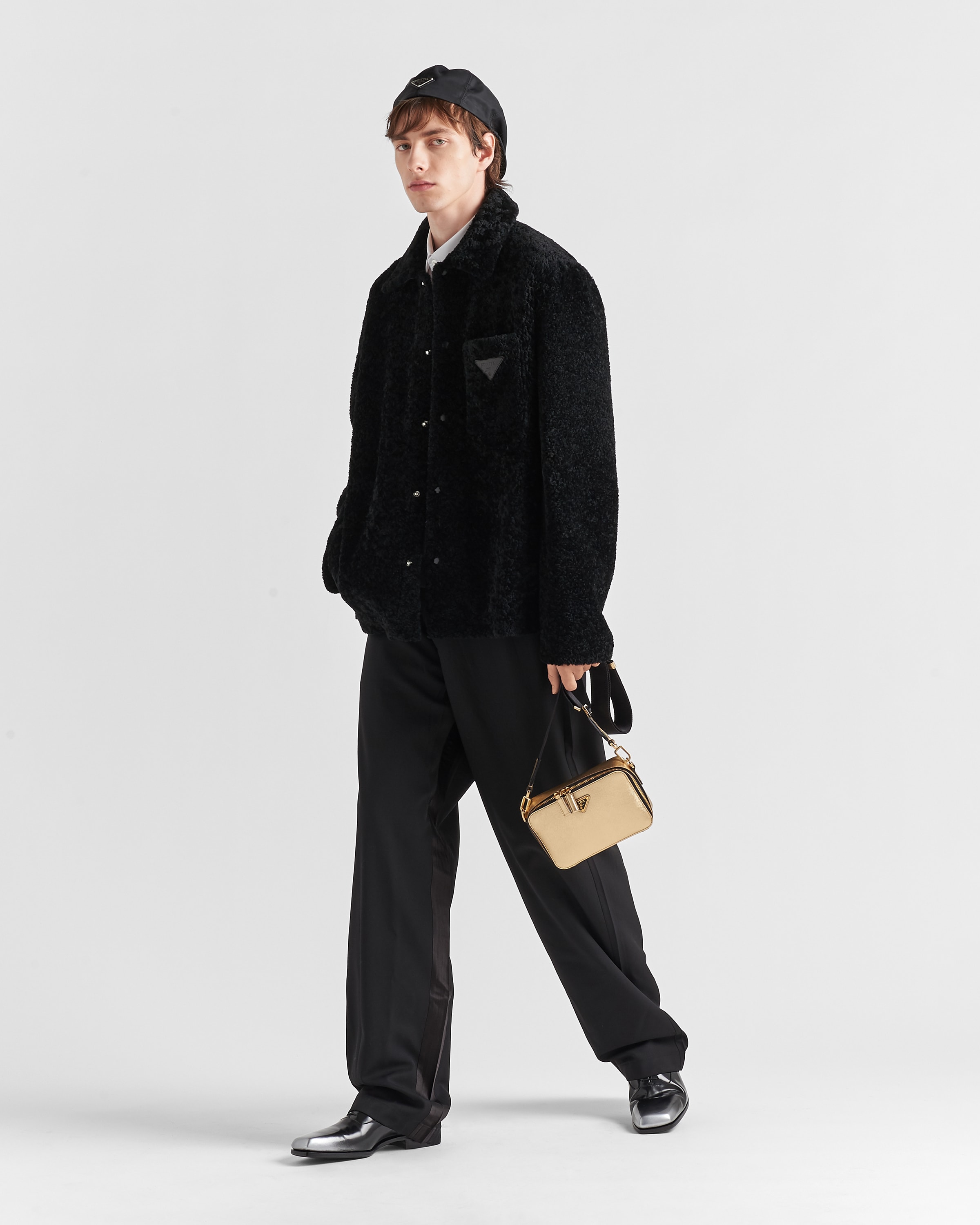 Black Shearling blouson jacket | Prada