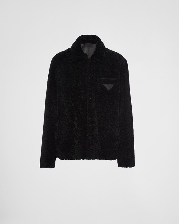 Black Shearling Blouson Jacket | PRADA