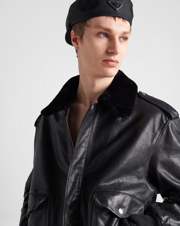 Black Leather Jacket | PRADA