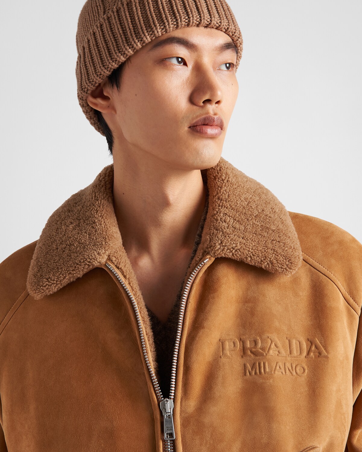 Cork Beige Shearling Jacket | PRADA
