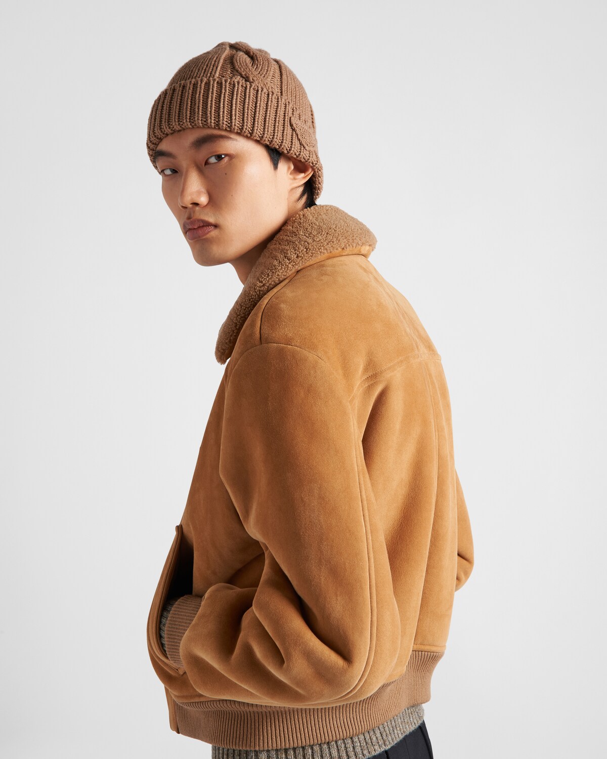 Cork Beige Shearling Jacket | PRADA