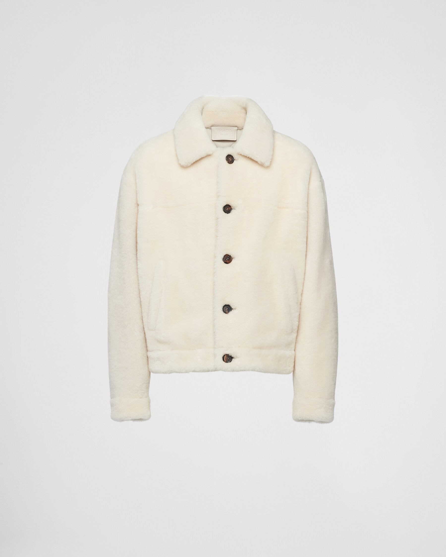 Chalk White Shearling Jacket | PRADA