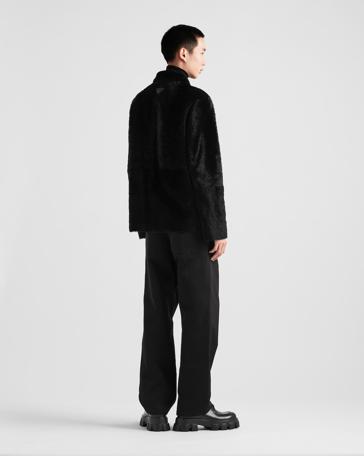 Black Shearling Blouson Jacket | PRADA