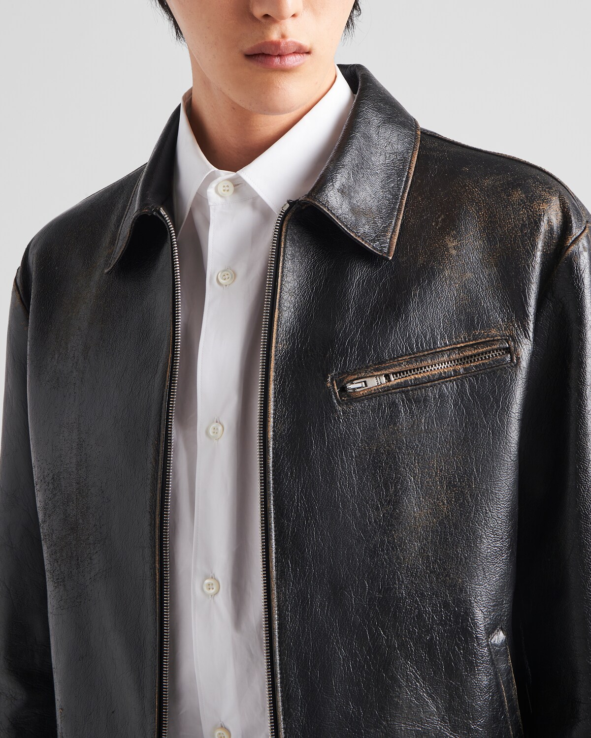 Black Leather Jacket | PRADA
